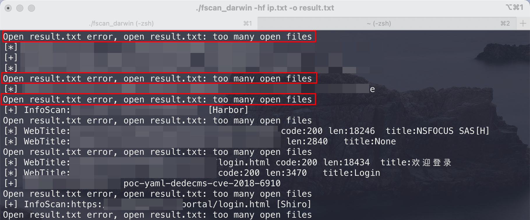 Open result.txt error, open result.txt: too many open files · Issue #187 · shadow1ng/fscan · GitHub