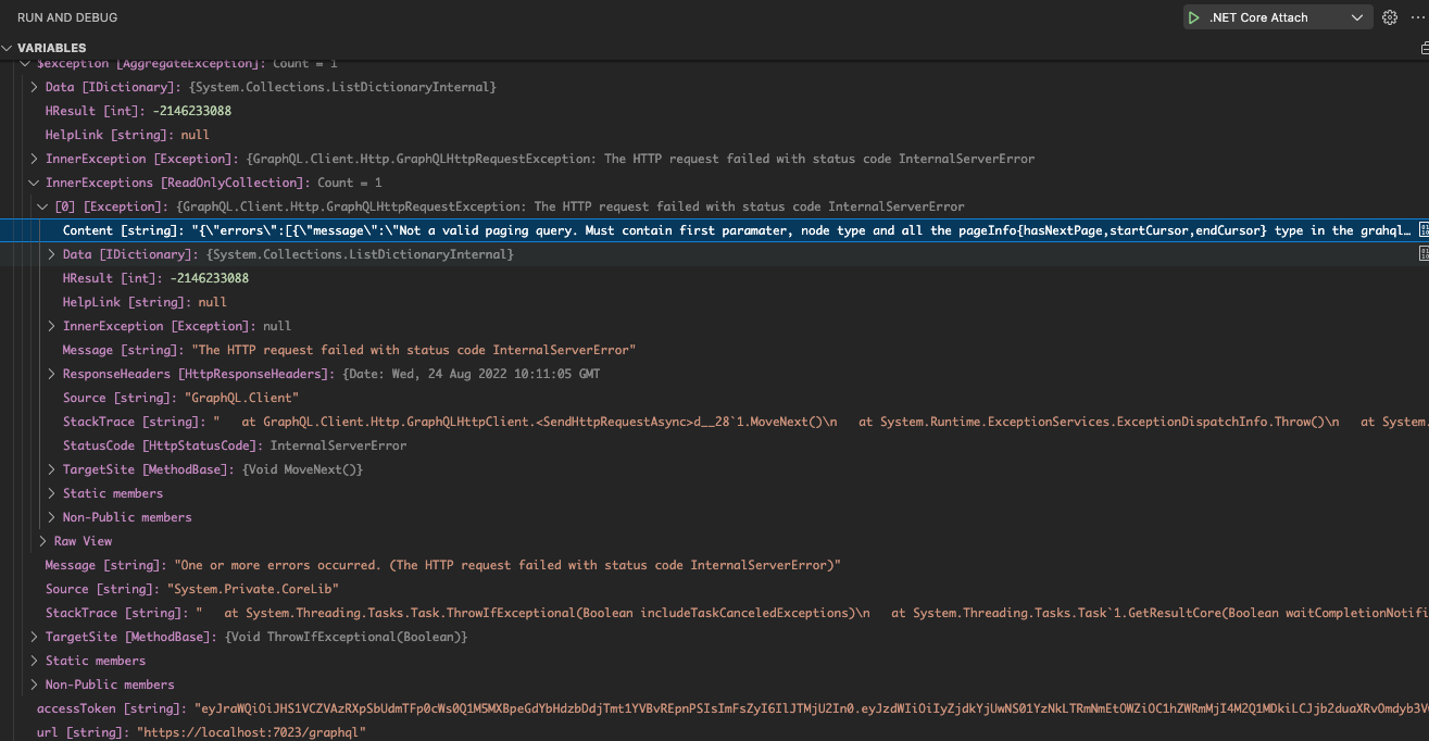 The Request Failed With Status Code Internalservererror · Issue 374 · Graphql Dotnet