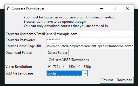 GitHub - touhid314/Coursera-Downloader: a gui on top of the coursera-dl script for easy ...
