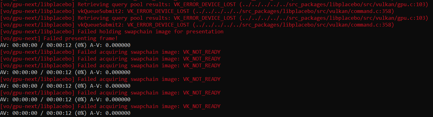 Playback Error With `autofit40` Vkqueuesubmit2 Vkerrordevicelost · Issue 11658 · Mpv