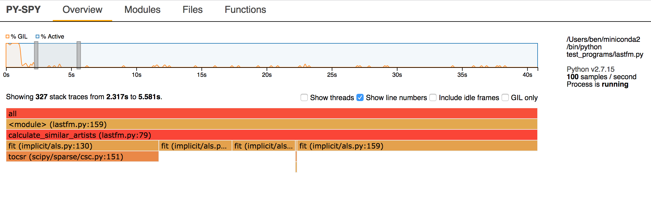 allow to skip some time at start · Issue #118 · benfred/py-spy · GitHub