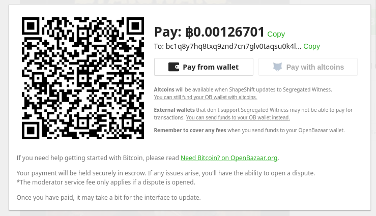 Escrow payment text showing in payment screen on direct order · Issue #948 · OpenBazaar ...