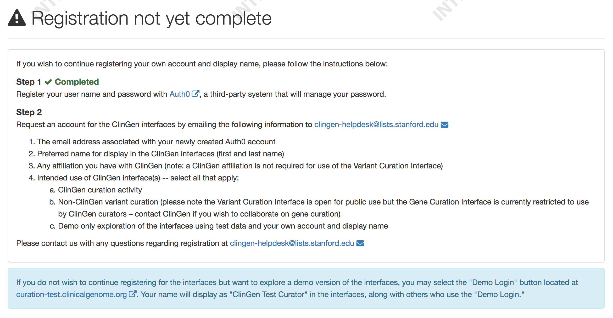 Update text on landing page for unregistered users that have gone ...