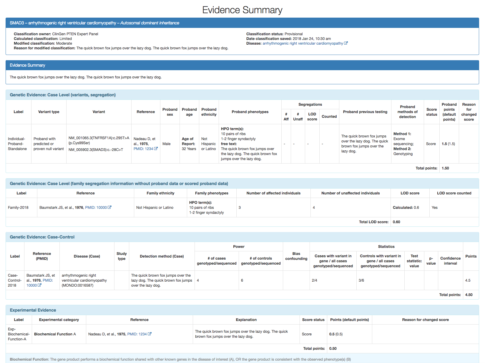 Display Evidence Summary Table Correctly for Case-control when only ...