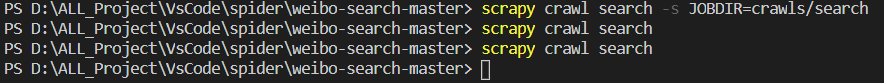 VScode中在指定目录的终端运行执行指令没有任何反应 · Issue #40 · dataabc/weibo-search · GitHub