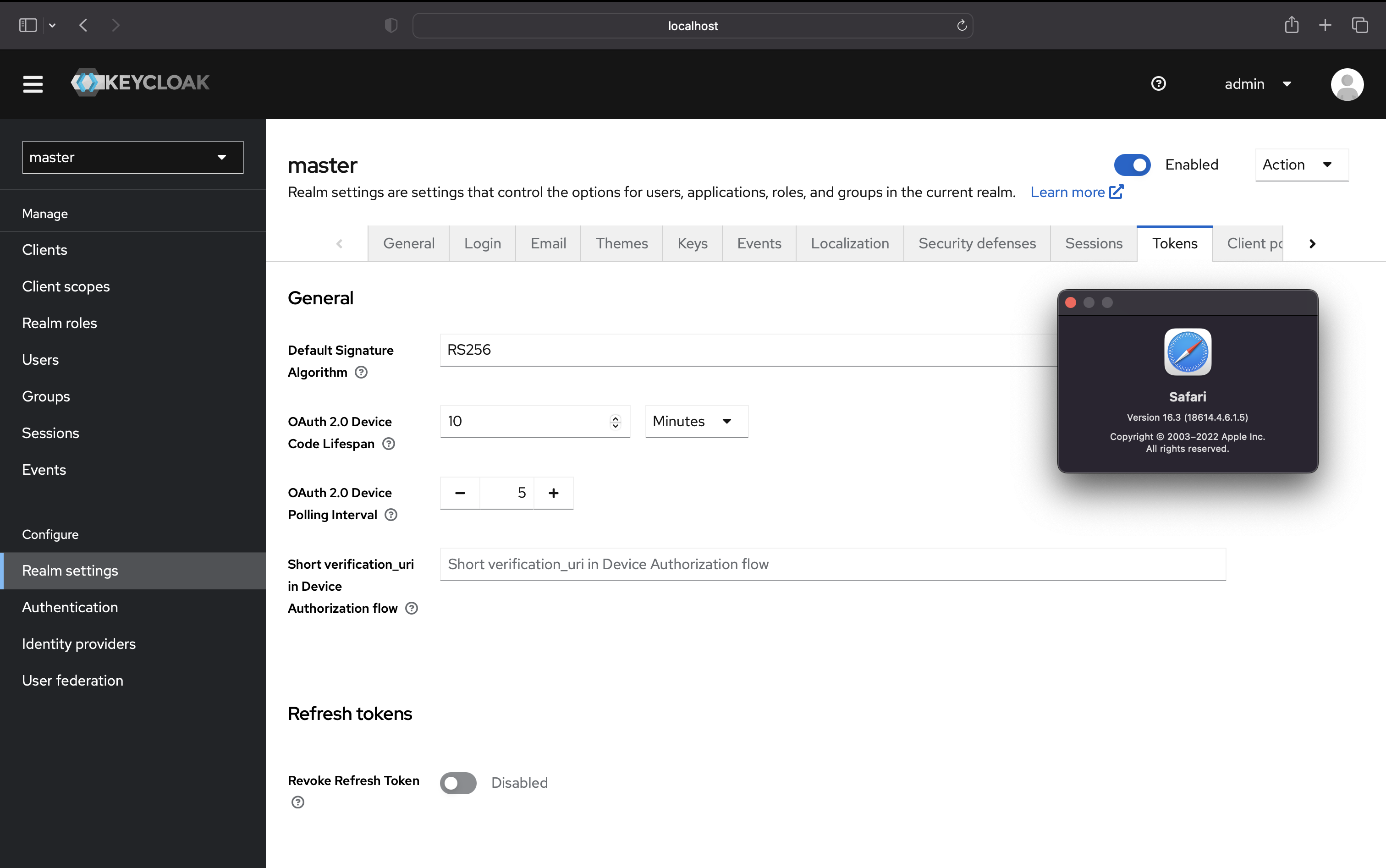 On Safari, realm setting token tab not open correctly · Issue #17834 · keycloak/keycloak · GitHub