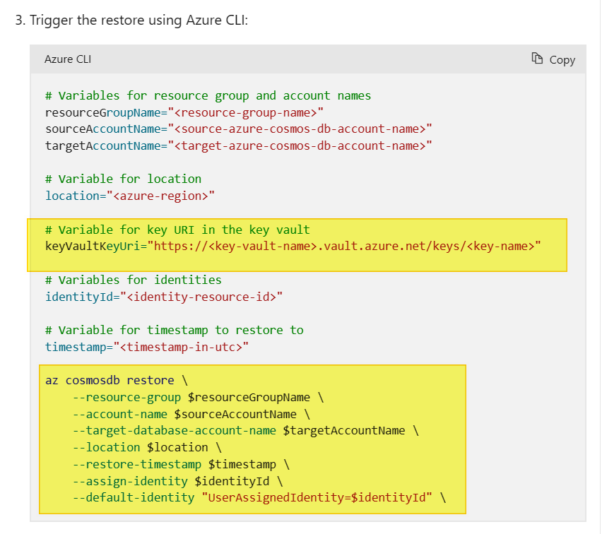 Cosmos Db Restore A Continuous Account That Is Configured With Managed Identity Azurecli 8996