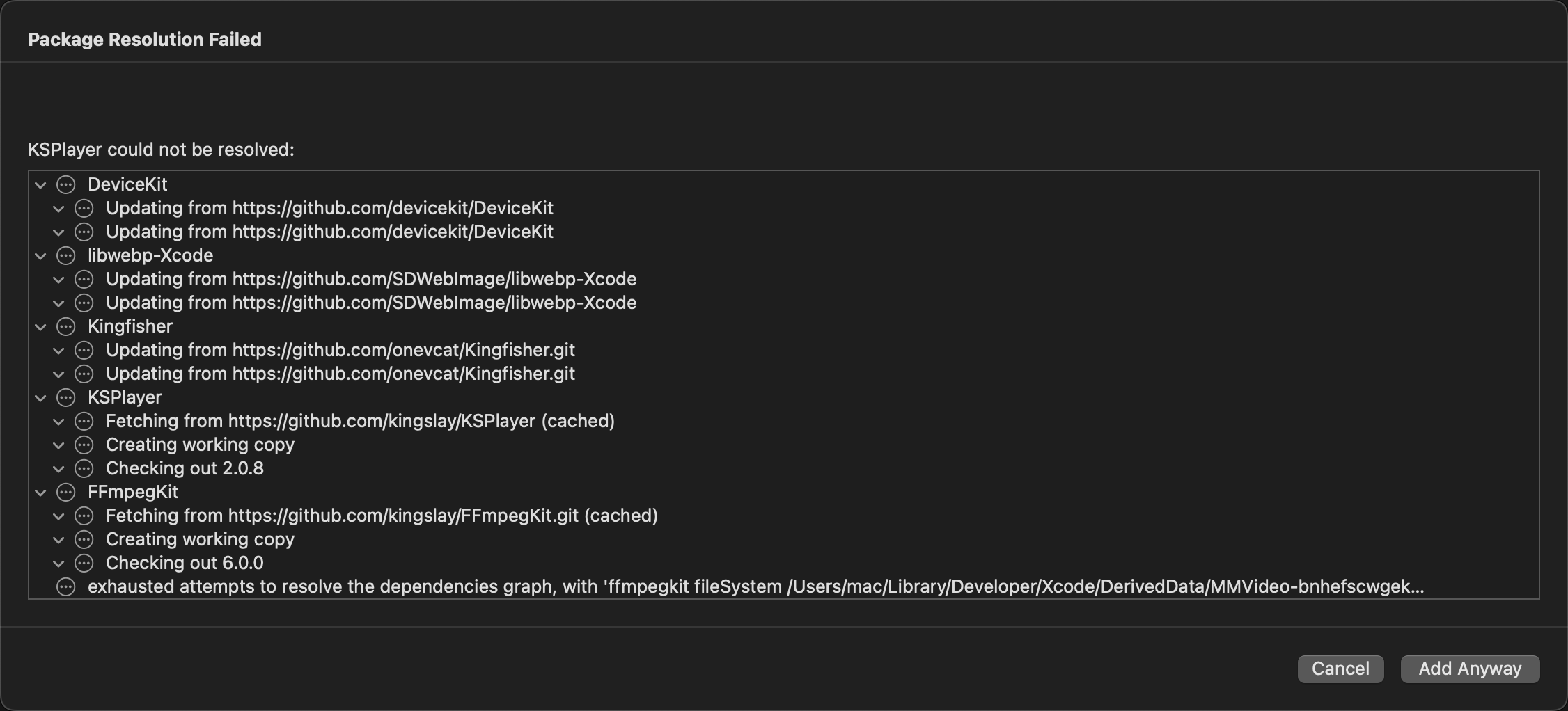 SPM无法添加 · Issue #507 · kingslay/KSPlayer · GitHub