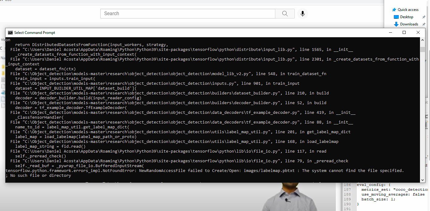 NotFoundError: NewRandomAccessFile failed to Create/Open: images/labelmap.pbtxt : The system ...
