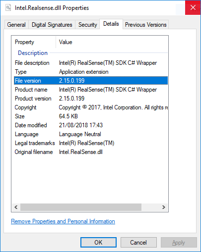 Pre-built Intel.Realsense.dll has no version number · Issue #2097 ...
