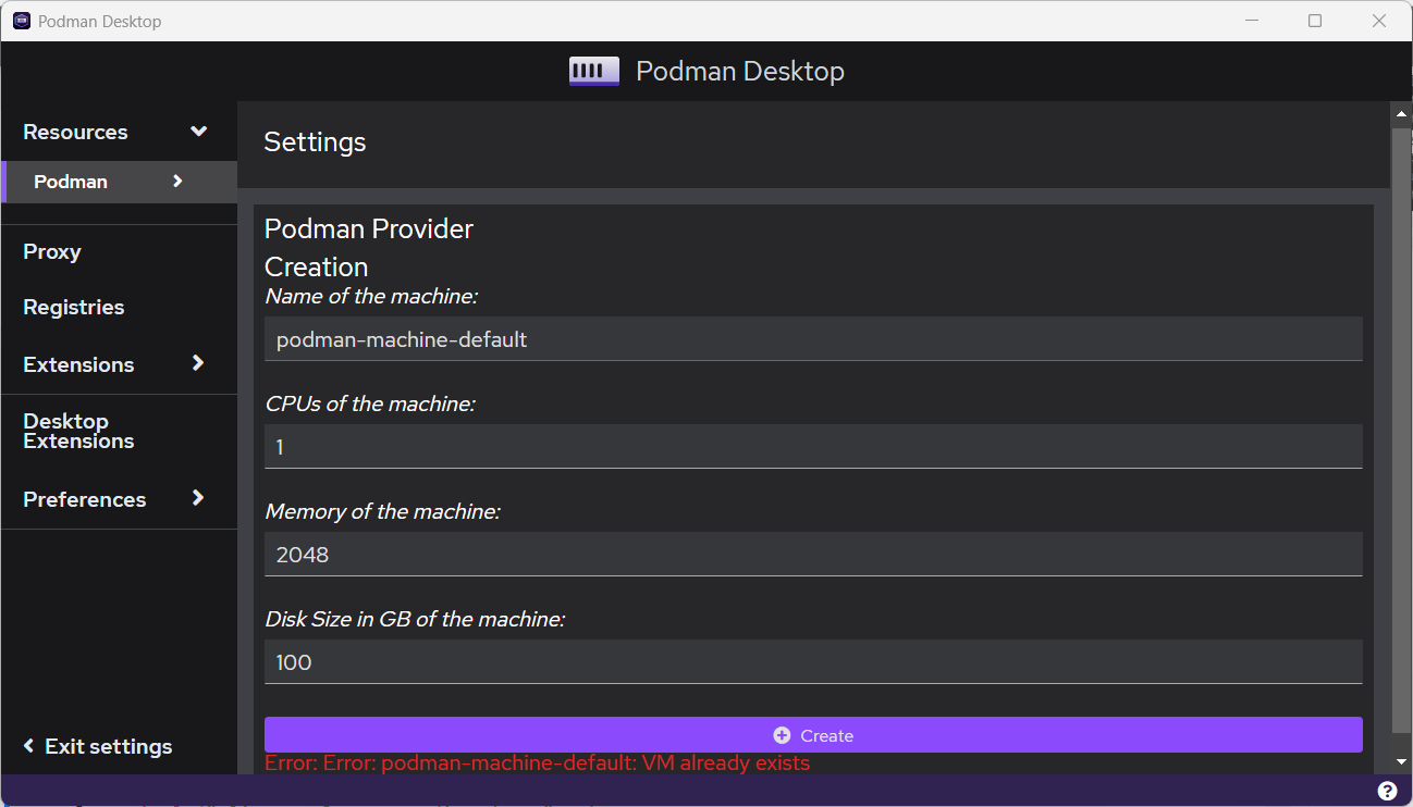 Podman Provider Reporting Error While Creating Machine · Issue 1189 · Containers Podman Desktop