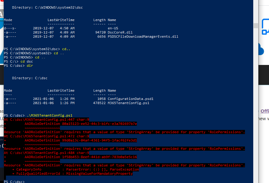Error while Compiling the M365TenantConfig.ps1 into MOF file format · Issue #1007 · microsoft ...