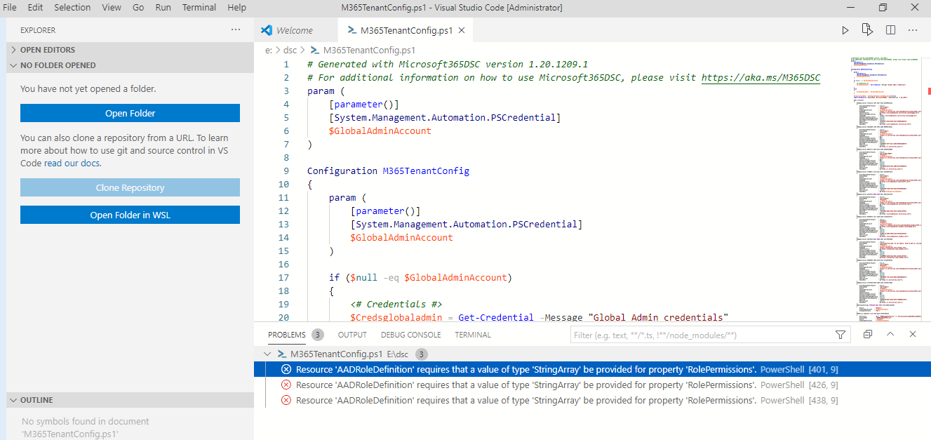 Error while Compiling the M365TenantConfig.ps1 into MOF file format · Issue #1007 · microsoft ...
