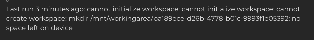 cannot initialize workspace: no space left on device · Issue #1071 · gitpod-io/gitpod · GitHub