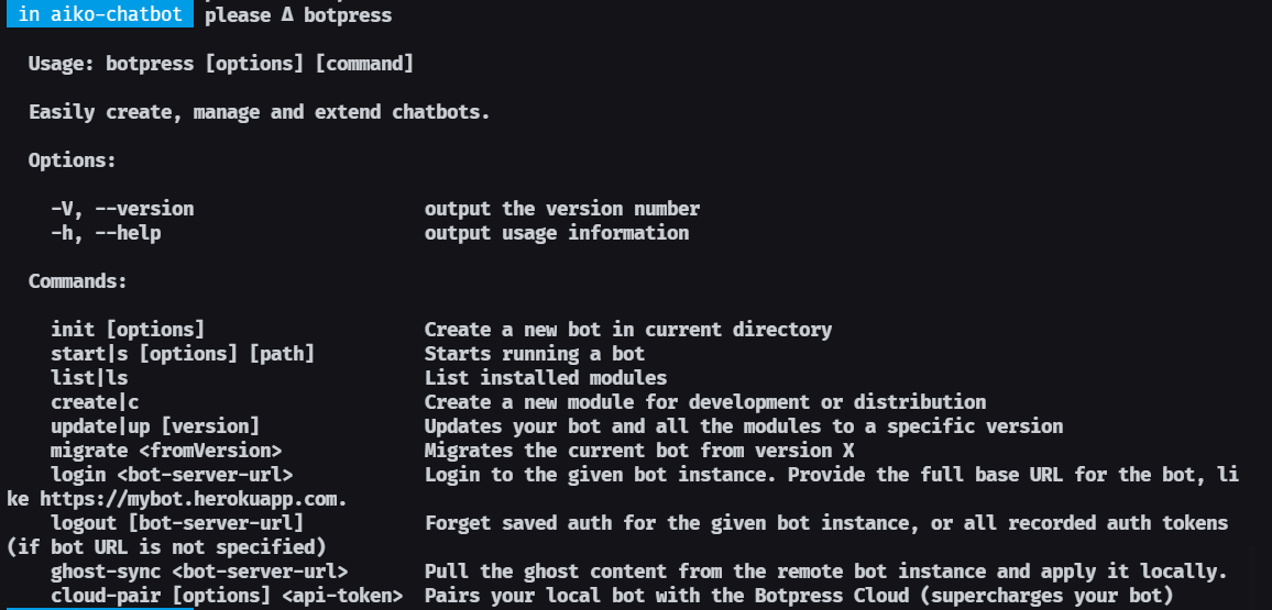 `botpress install` does nothing/doesn't work · Issue #274 · botpress/v12 · GitHub