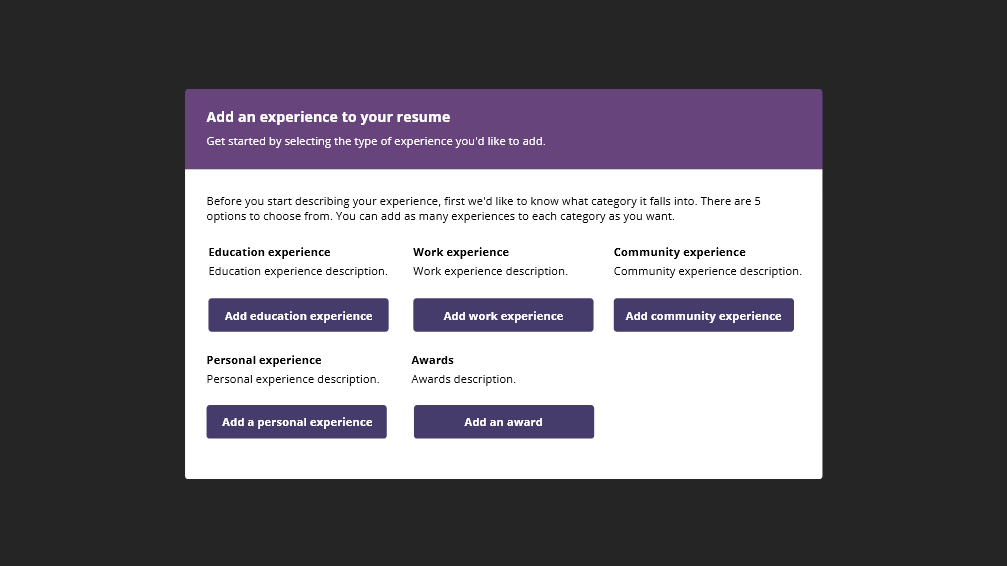 Replace Add Experience buttons with One Button + Modal · Issue #4389 ...