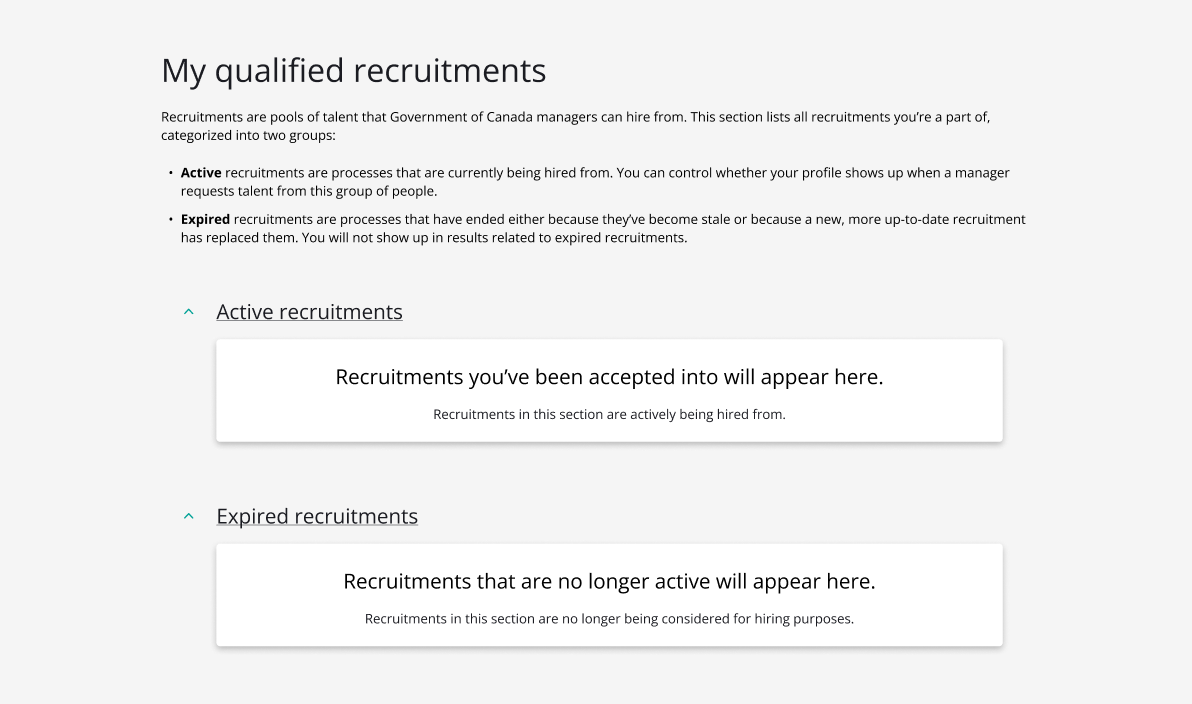 Applicant Dashboard - Storybook for Recruitment Area with sections · Issue #5690 · GCTC-NTGC/gc ...