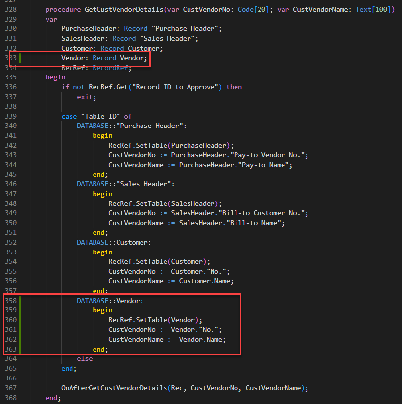 [Extensibility Enhancement] Retrieve Vendor details in Approval Entry's GetCustVendorDetails ...