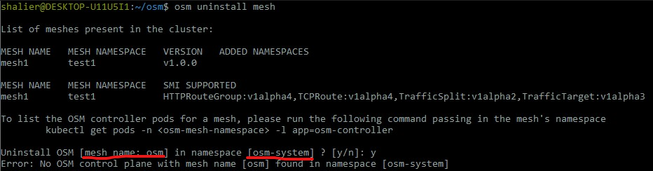 Uninstall command should suggest existing mesh to uninstall · Issue #4613 · openservicemesh/osm ...