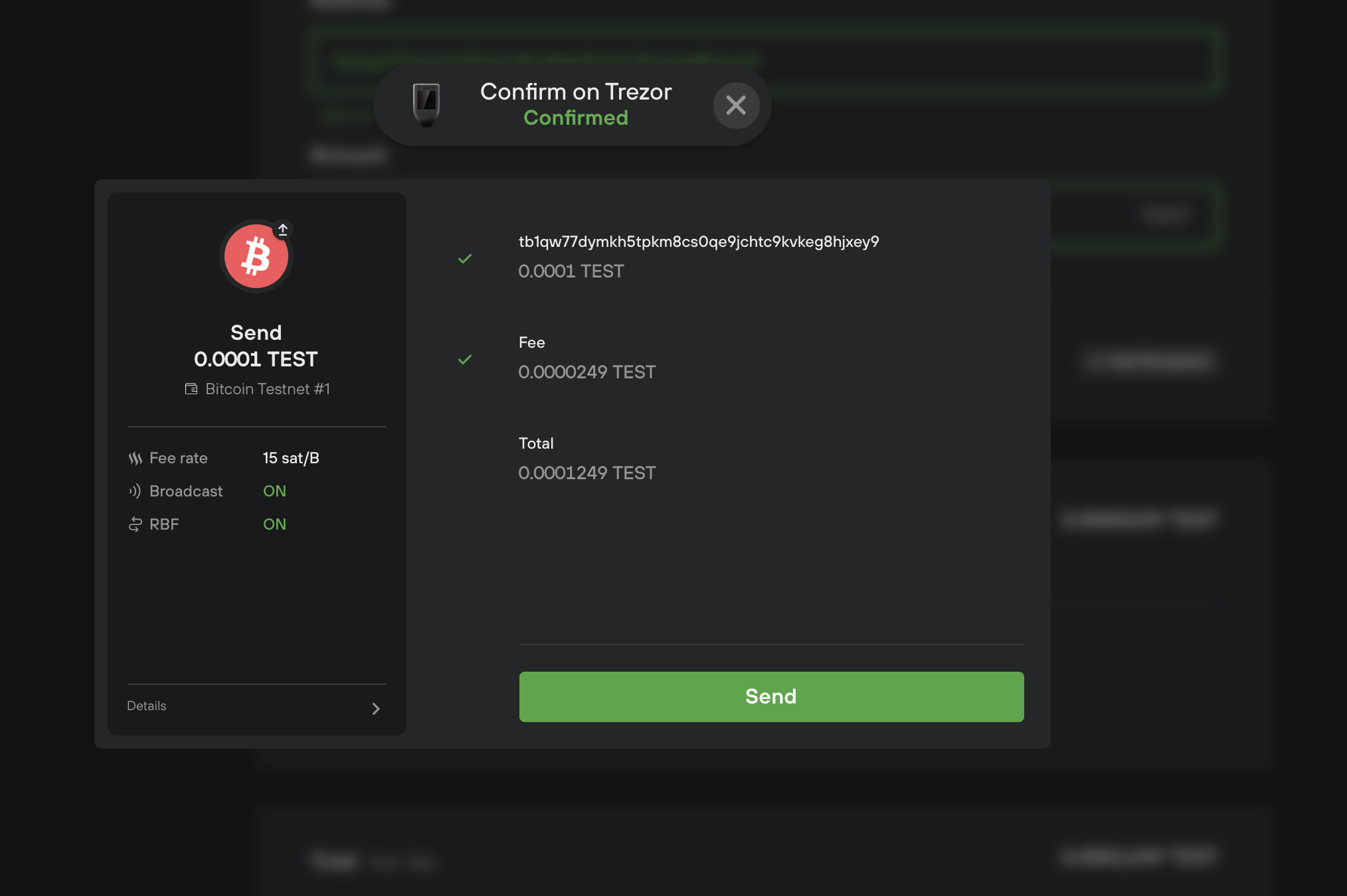 Difference in fee rate between transaction detail modal and send form ...