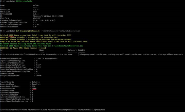 AzDanglingDomain| only could display 1000 resources in powershell ...