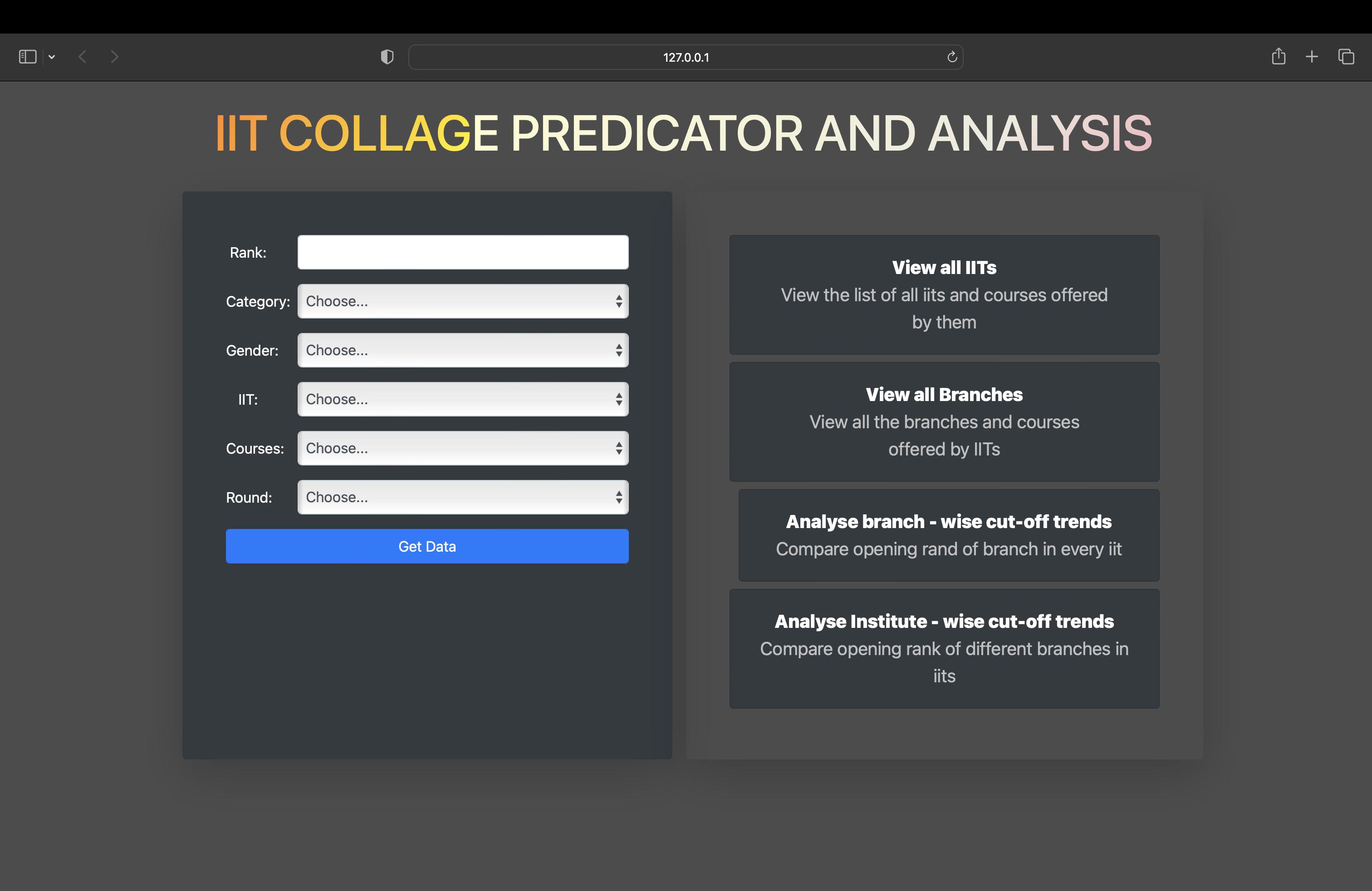 GitHub - alexravi/IIT-PREDICTOR: Lets predict your IIT and know about IIT's and Branches ...