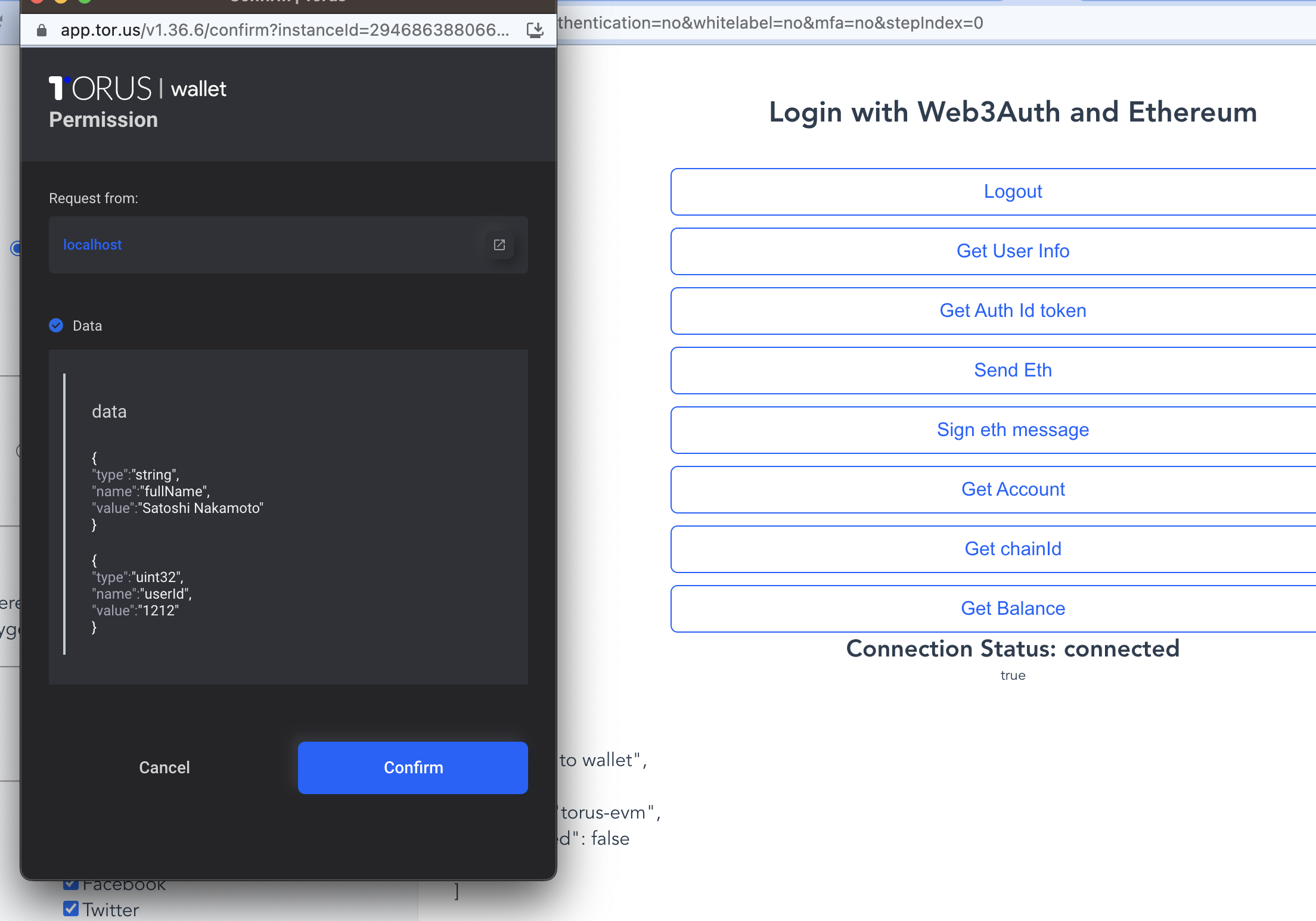 Is possible show the Torus Confirmation pop-up for a transaction with Solidity? · Web3Auth ...