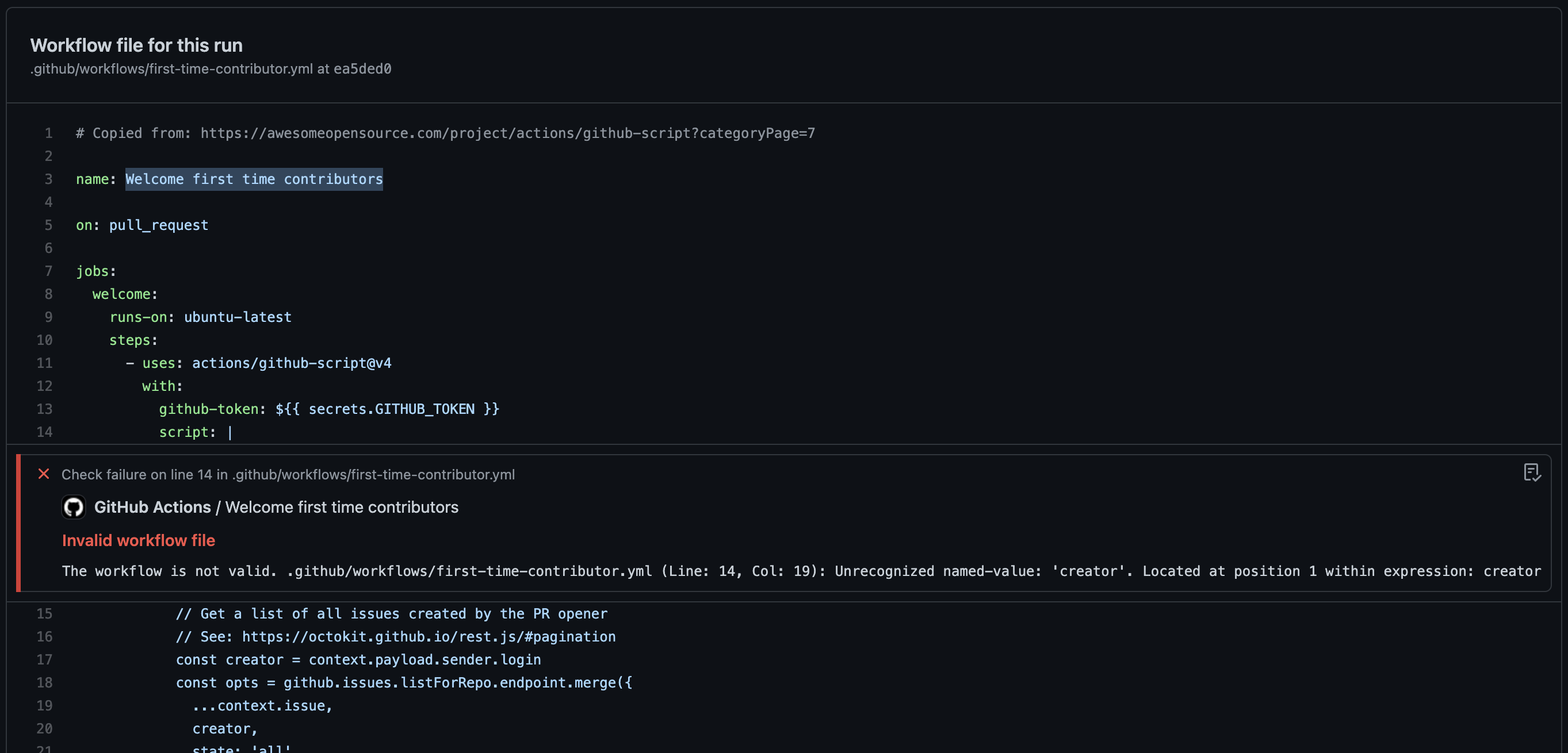 "Welcome first time contributors" - usage example broken · Issue #149 ...