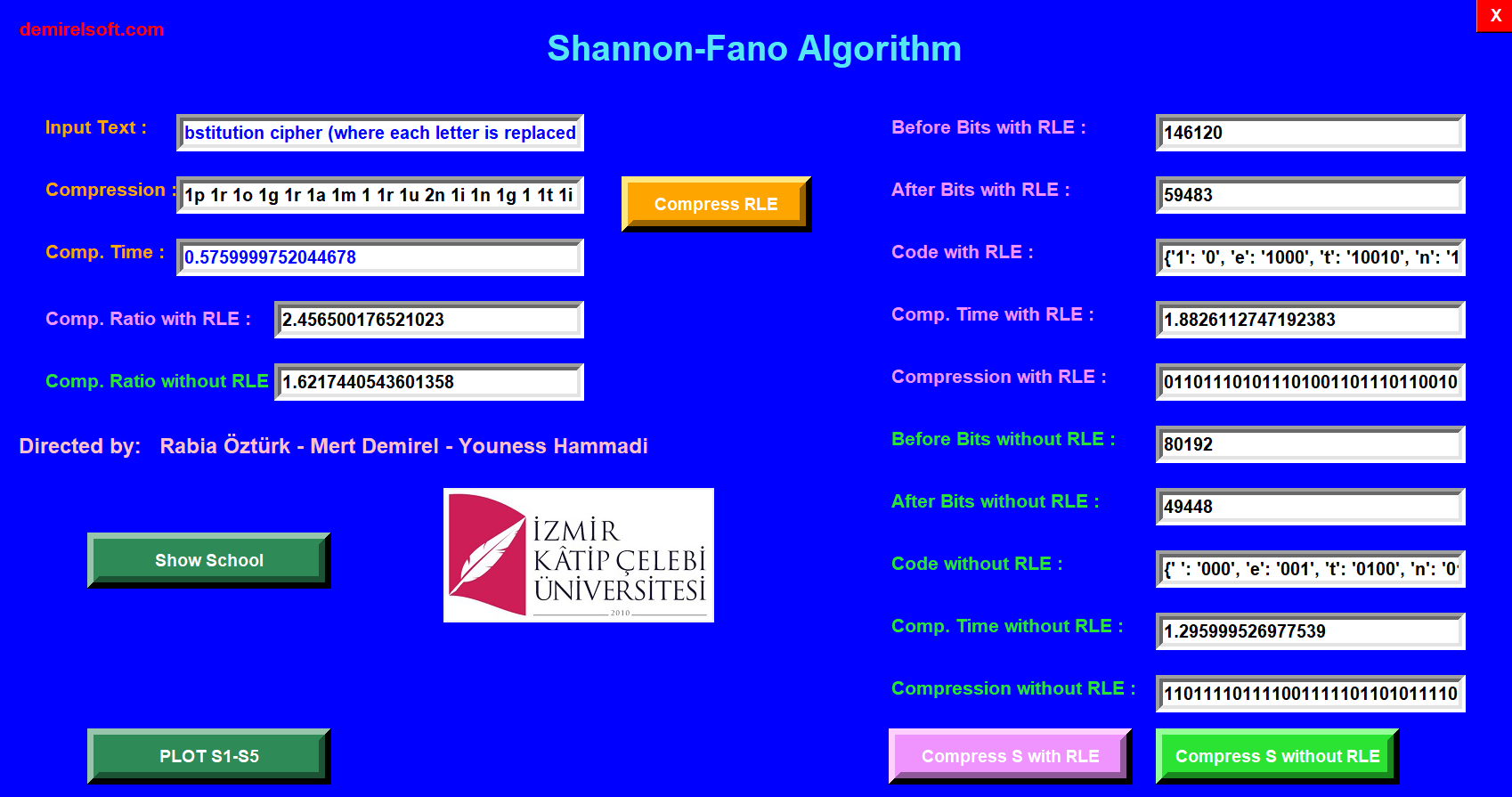 GitHub - demirelsoft/Shannon-Algorithm-with-RLE