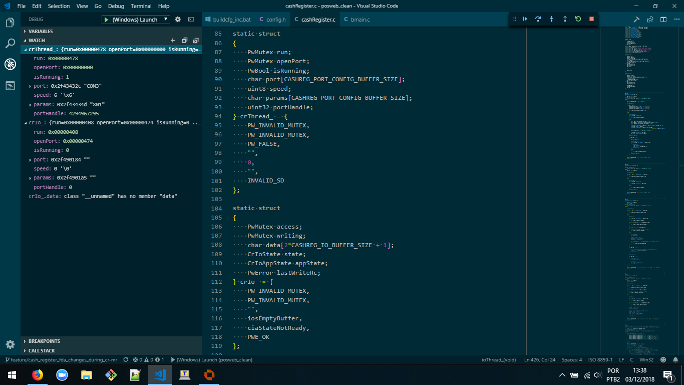 Debugging a file with multiple static anonymous structs show the members of the first one in all ...