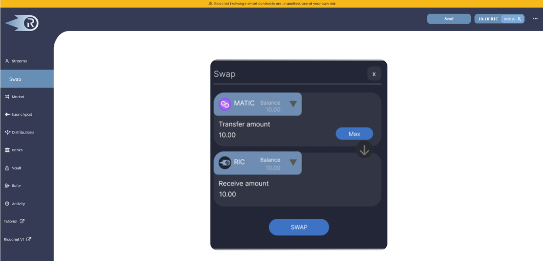 Create Token Swap component · Issue #648 · Ricochet-Exchange/ricochet-frontend · GitHub