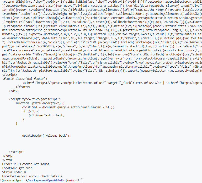 Cannot fetch PUID · Issue #41 · acheong08/OpenAIAuth · GitHub