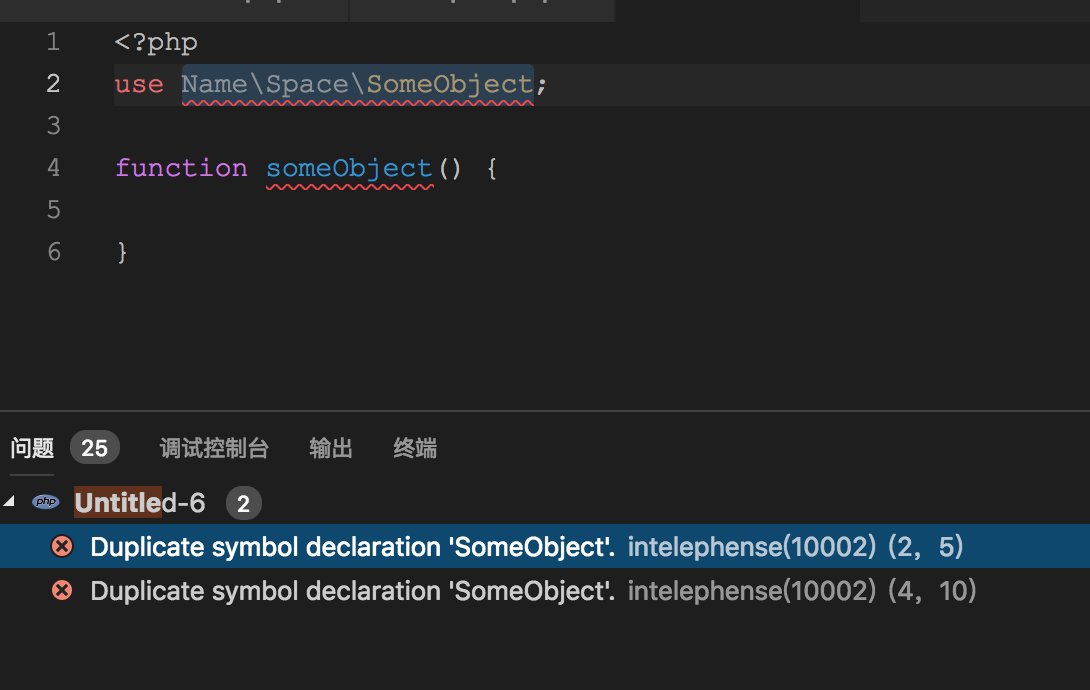 Duplicate symbol declaration 'SomeObject'. · Issue #200 · bmewburn/vscode-intelephense · GitHub