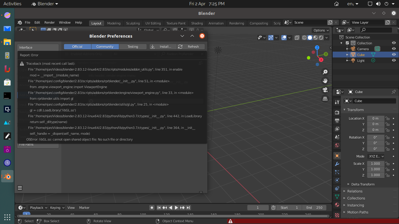 RPR Blender 3.1.0 Ubuntu 20 - not able to install · Issue #243 · GPUOpen-LibrariesAndSDKs ...
