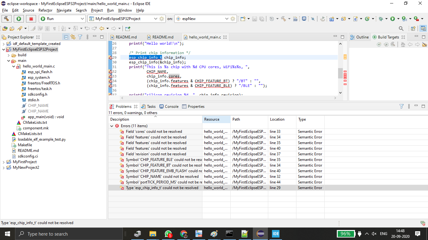 Issue With The Include Paths Type Espchipinfot Could Not Be Resolved Iep 243 · Issue