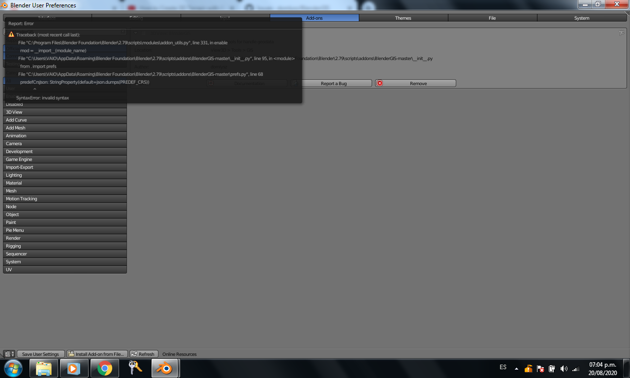 REPORT: ERROR · Issue #377 · domlysz/BlenderGIS · GitHub