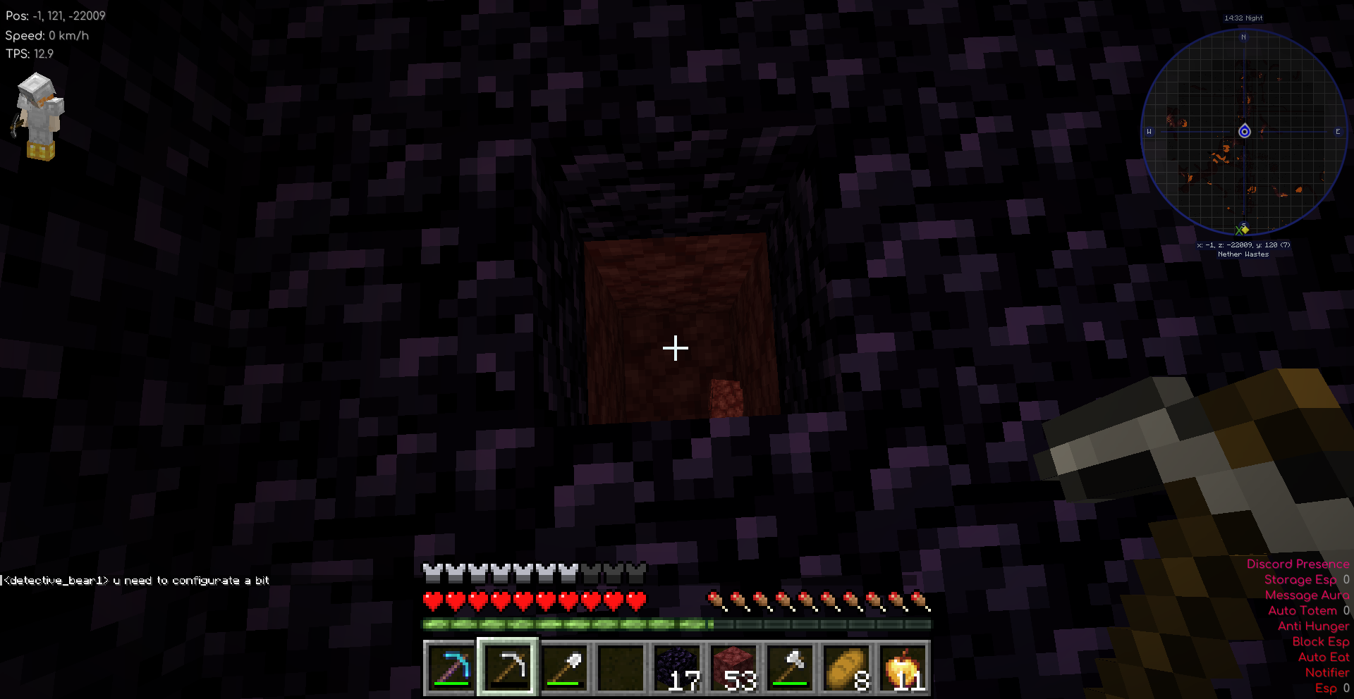 Baritone runs to a position, and digs the block from under its feet, falling, sometimes into ...