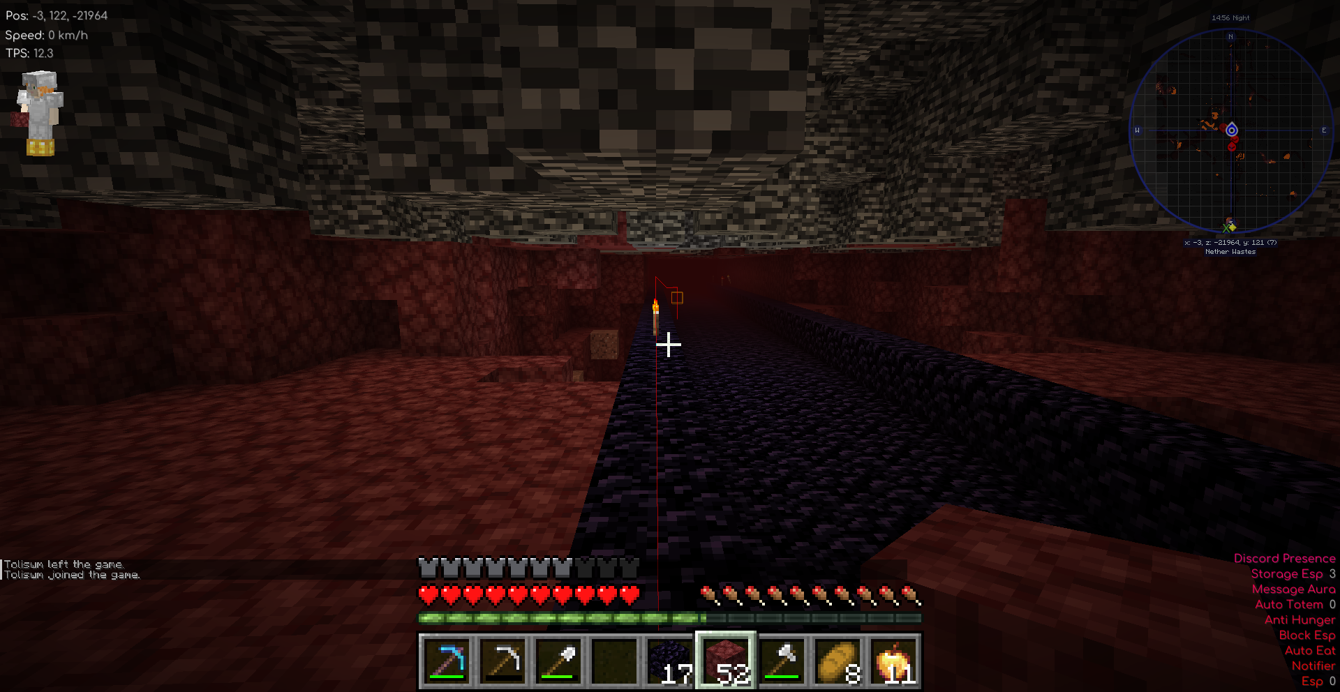 Baritone runs to a position, and digs the block from under its feet, falling, sometimes into ...