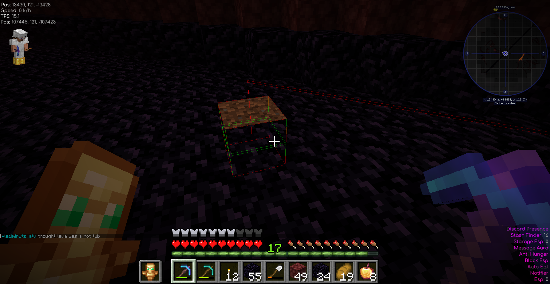 Baritone runs to a position, and digs the block from under its feet, falling, sometimes into ...