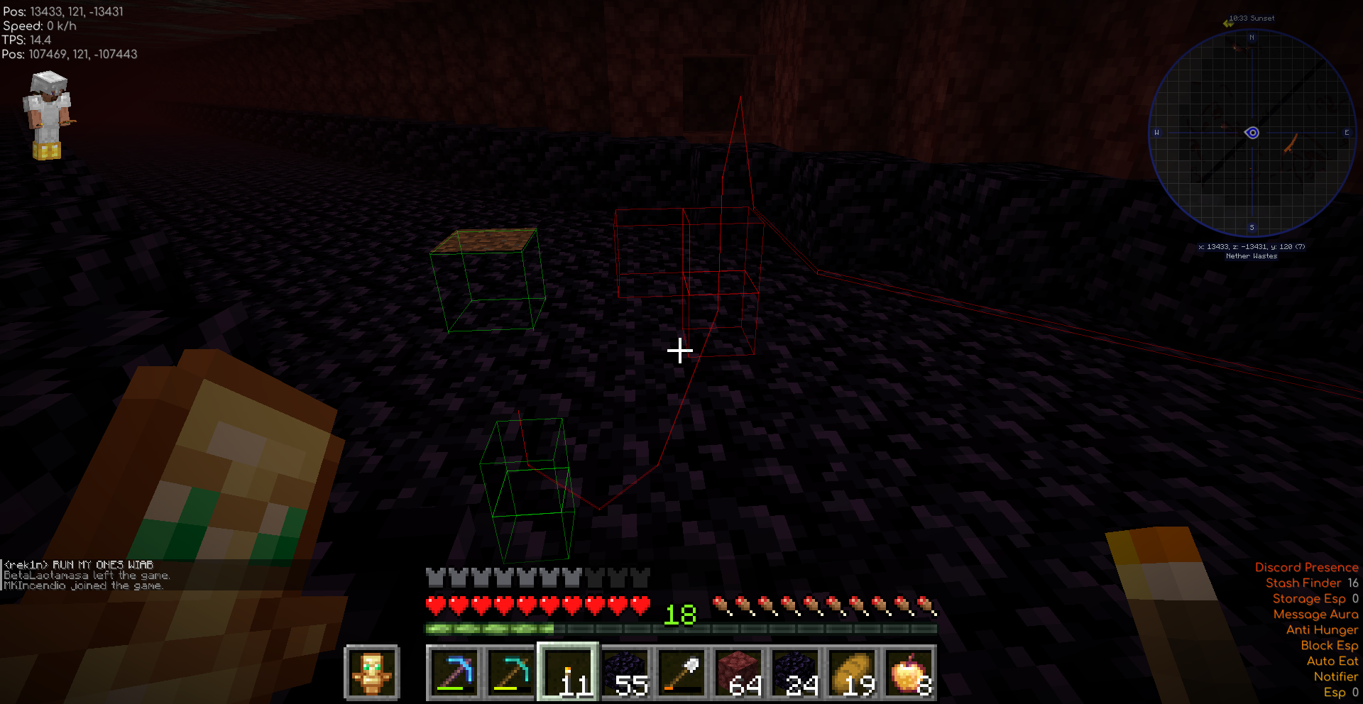 Baritone runs to a position, and digs the block from under its feet, falling, sometimes into ...