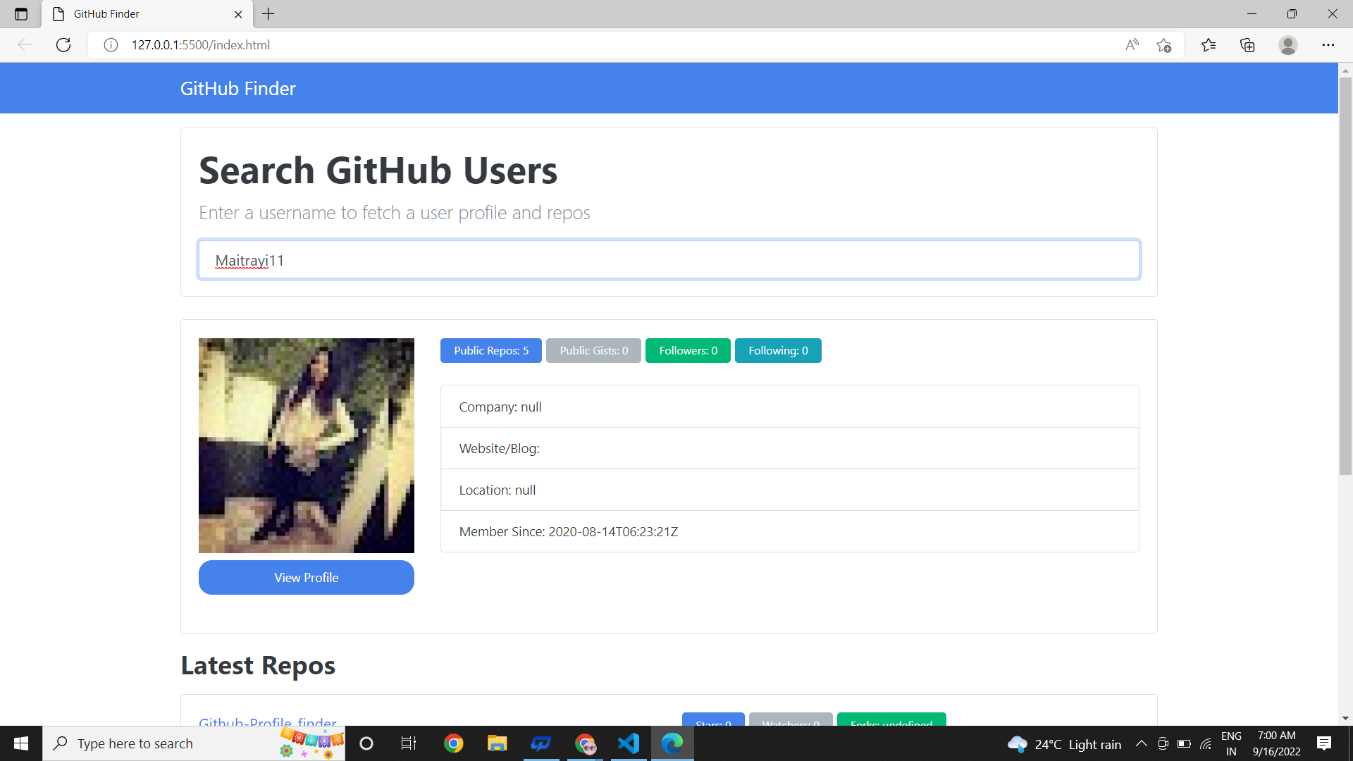 GitHub - maitrayi11/Github-Profile_finder: This application finds the ...