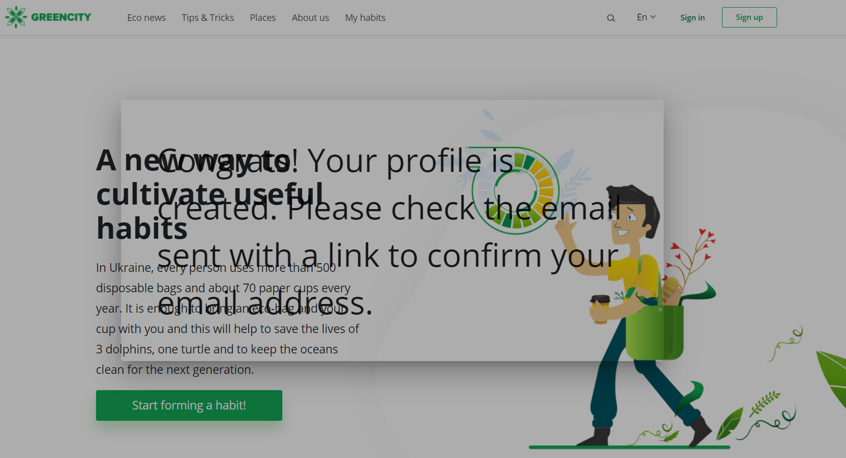 [Sign up] 'Successful Registration' message has a transparent ...
