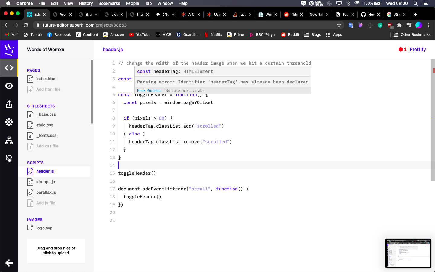Parsing error: Identifier 'headerTag' has already been declared · Issue #29 · superhi/editor ...