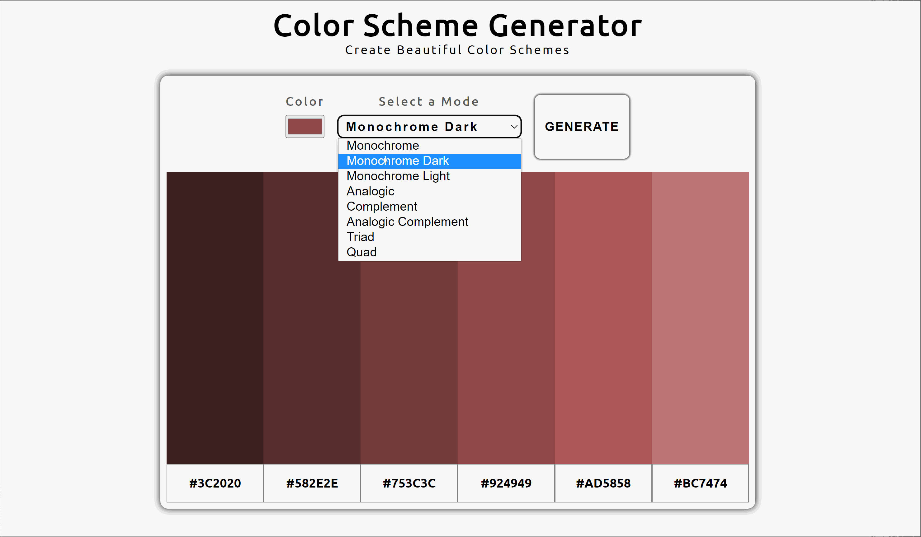 GitHub - mirthepeer/colorSchemeGenerator: Fetched data from the color ...