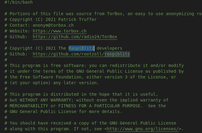 GPL verbatim mentioning Raspiblitz developers · Issue #2395 · raspiblitz/raspiblitz · GitHub
