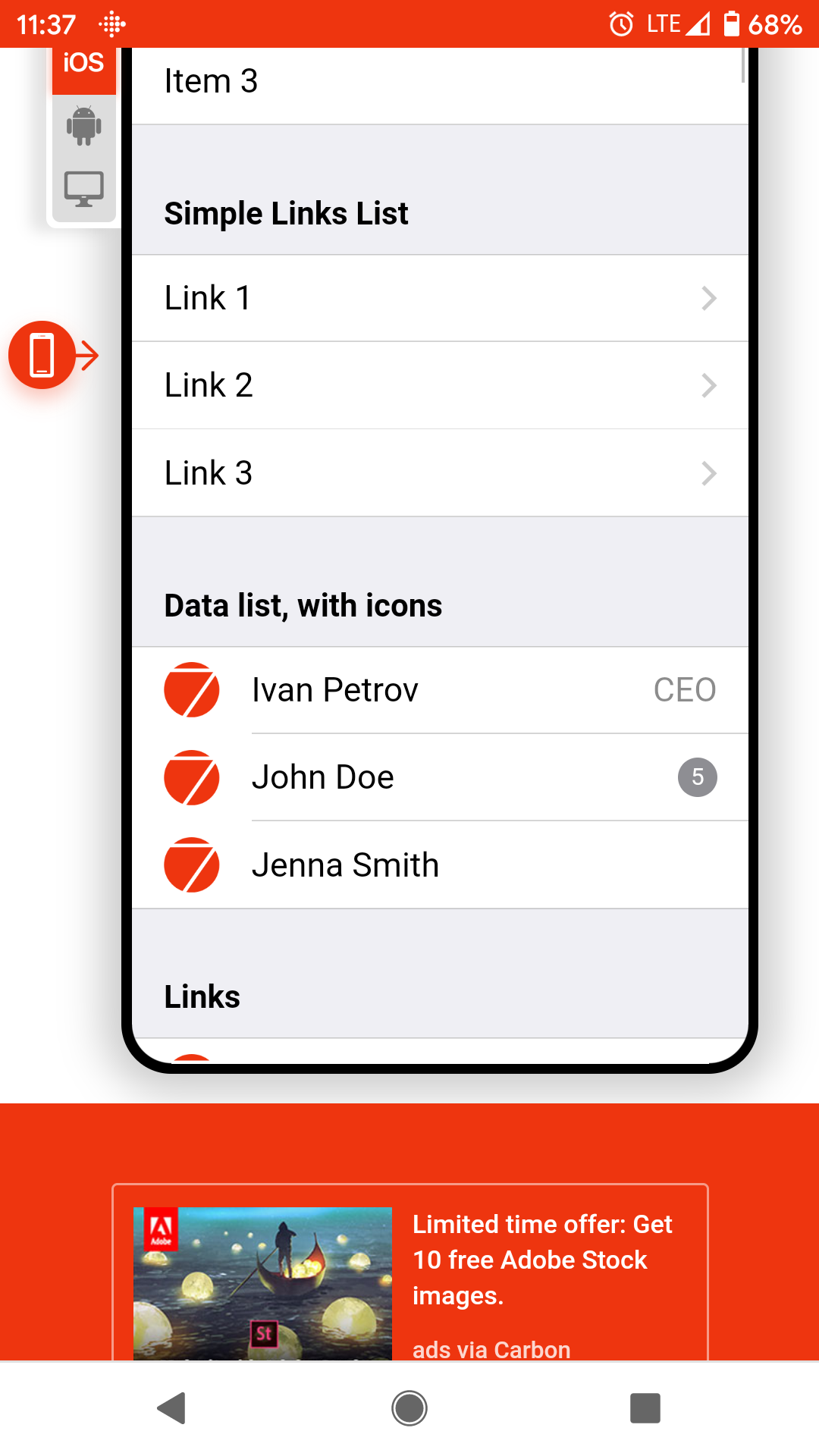 1px and 2px alternating separation line for list view with links · Issue #3348 · framework7io ...