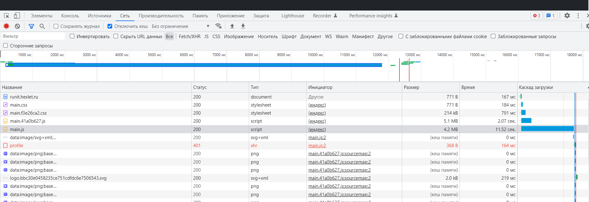 Долгая загрузка ассетов · Issue #207 · hexlet-rus/runit · GitHub