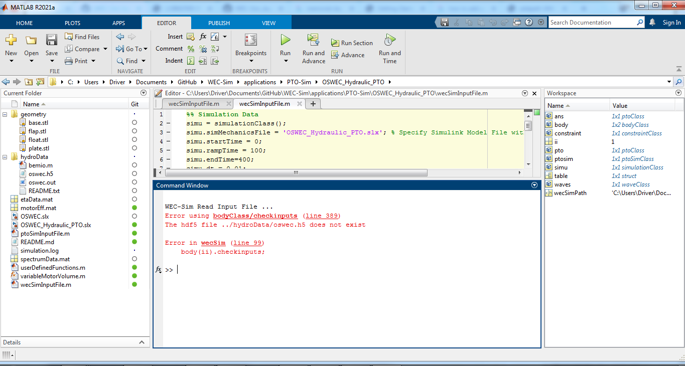 [WEC-Sim Applications] Getting an error while using PTO-Sim · Issue #593 · WEC-Sim/WEC-Sim · GitHub