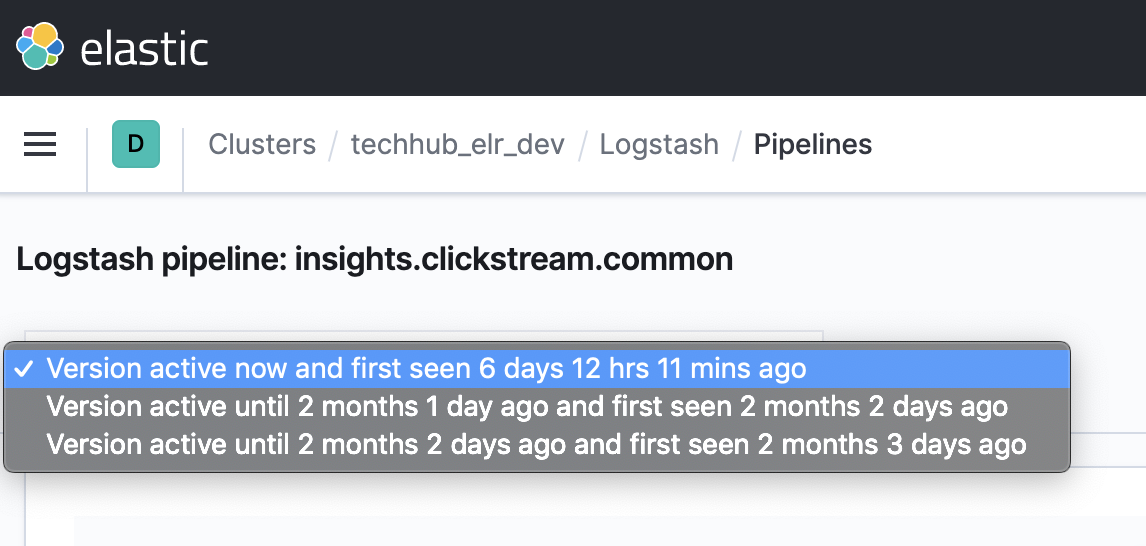 Kibana Monitoring Dashboard | Logstash pipelines version drop down list ...