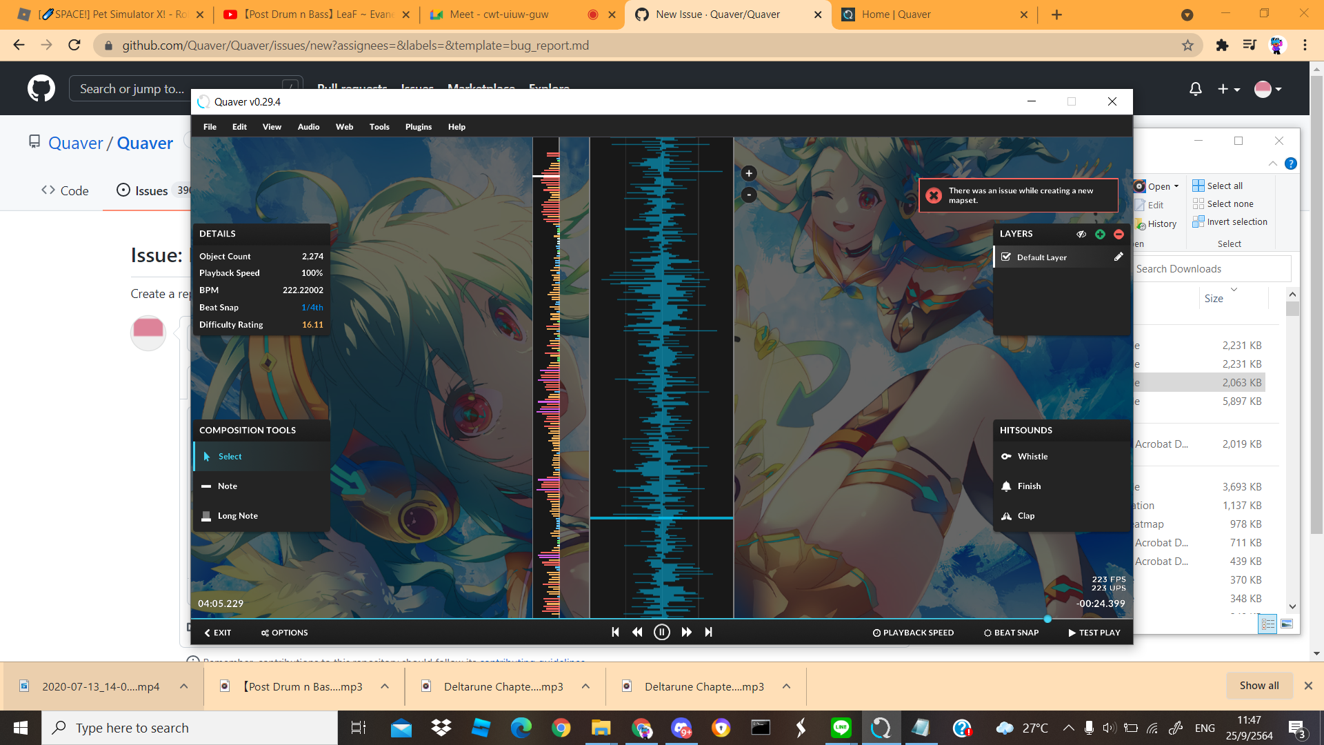 Error when creating a new mapset with a mp3 file. · Issue #3254 · Quaver/Quaver · GitHub